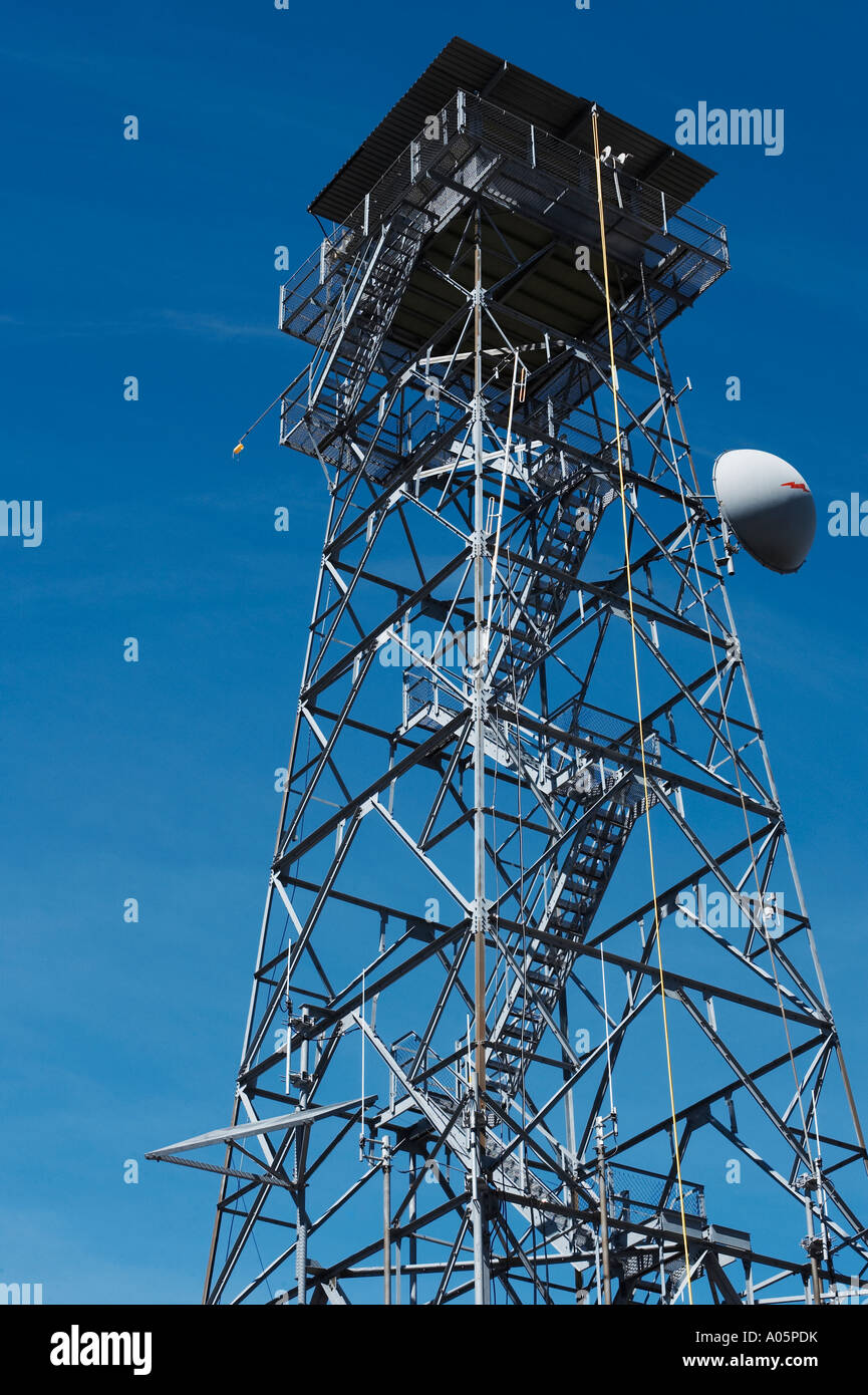 Fire Lookout Tower on Mountain Top Stock Photo - Alamy