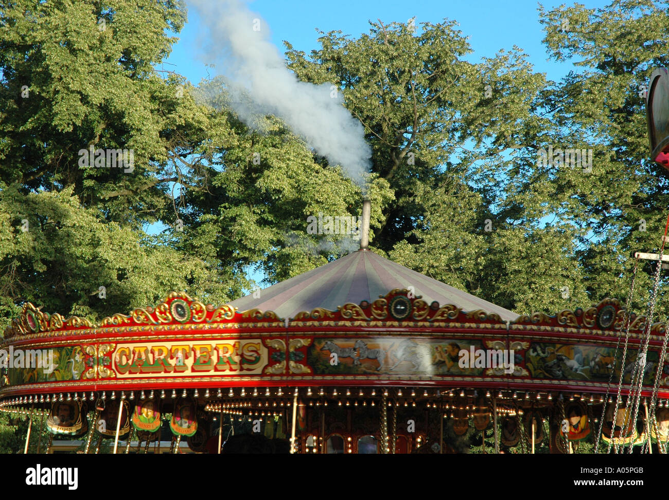 Canopy carousel pipe exhaust chimney flag england hi-res stock ...