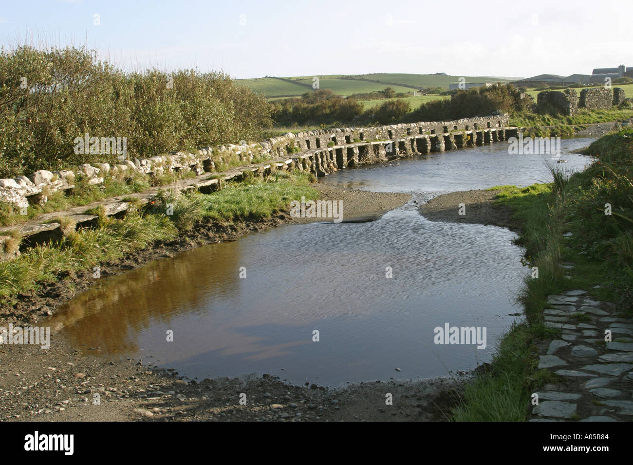 Ireland County Mayo Killeen Bunlahinch Clapper Bridge over Carrownisky ...