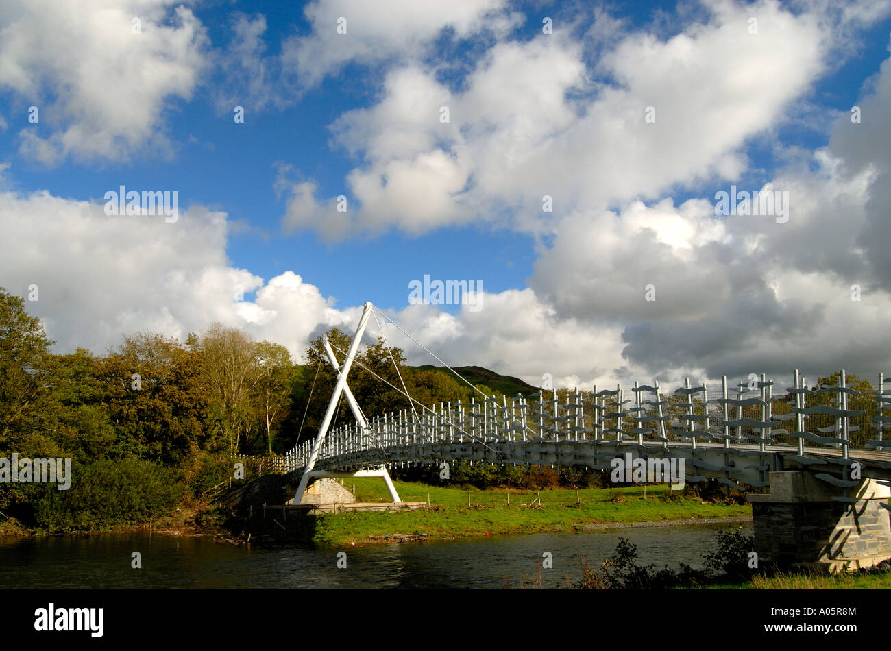 Cycle and Foot Bridge over River Dyfi Millennium Bridge Machynlleth Mid ...