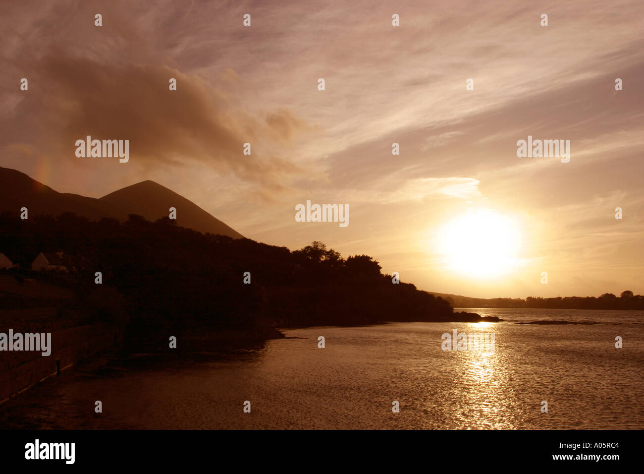 Ireland County Mayo religion Croagh Patrick holy mountain sunset Stock ...