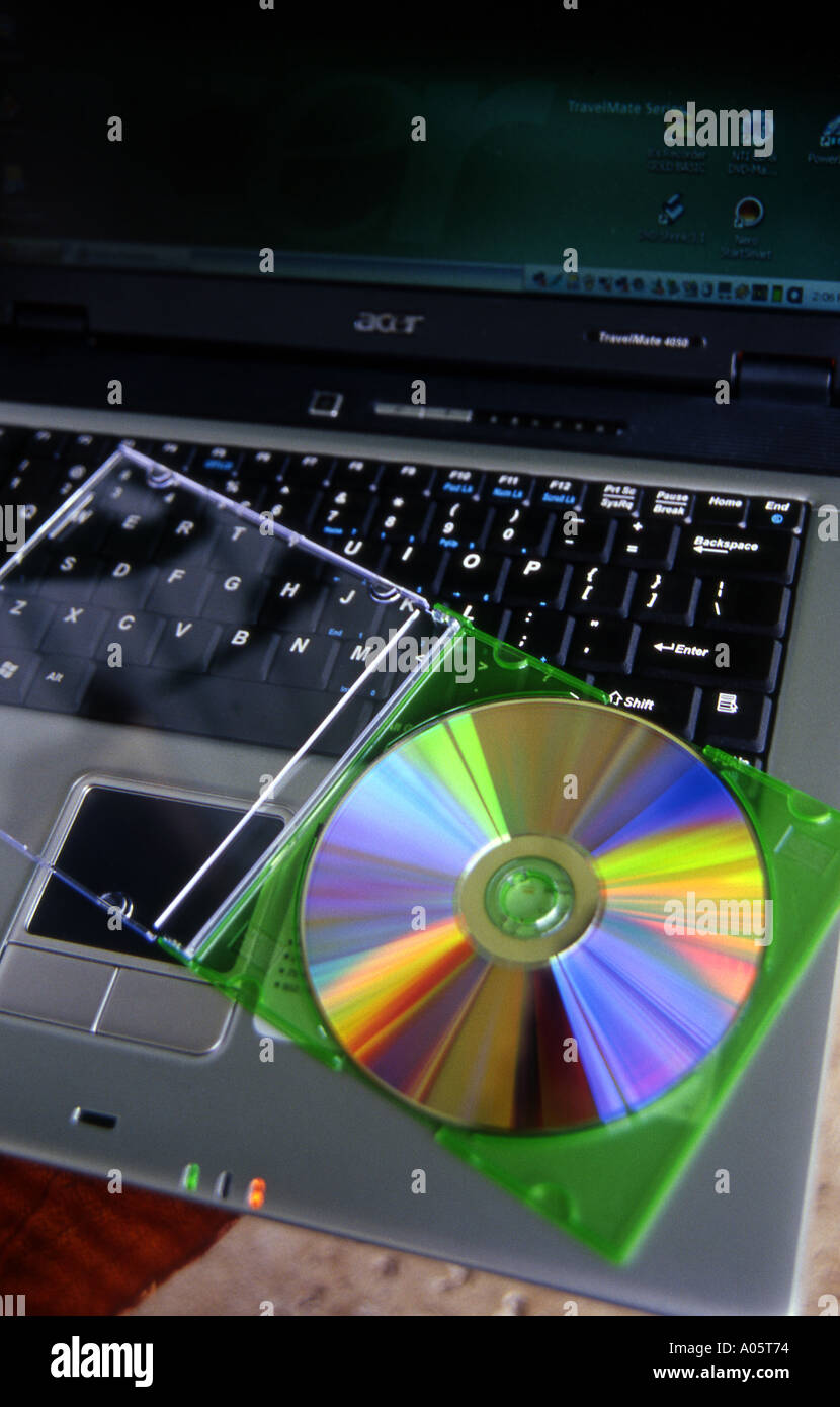 laptop computer and cd Stock Photo - Alamy