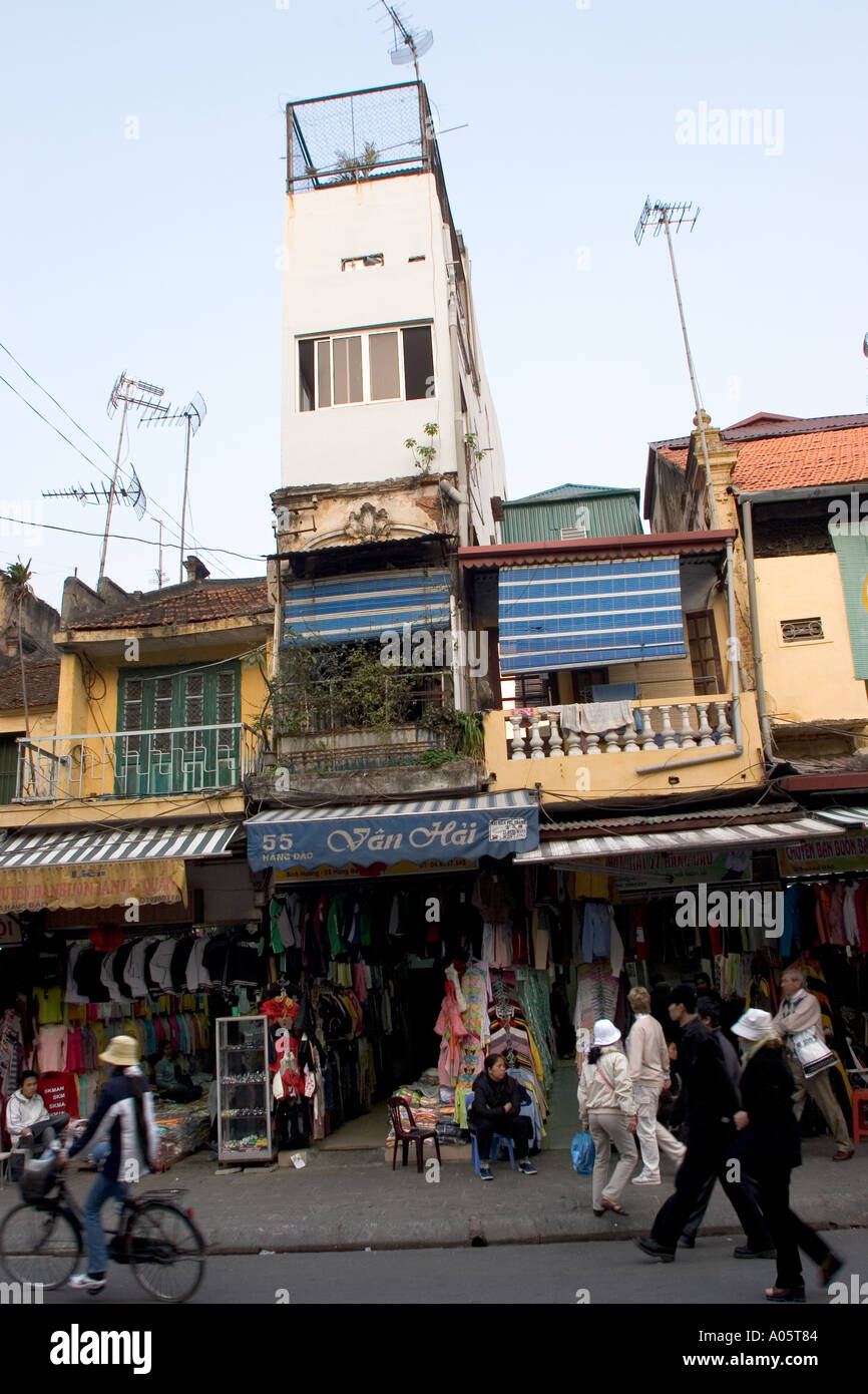 Vietnam North Hanoi Hang Dao Street narrow building built thin and tall ...