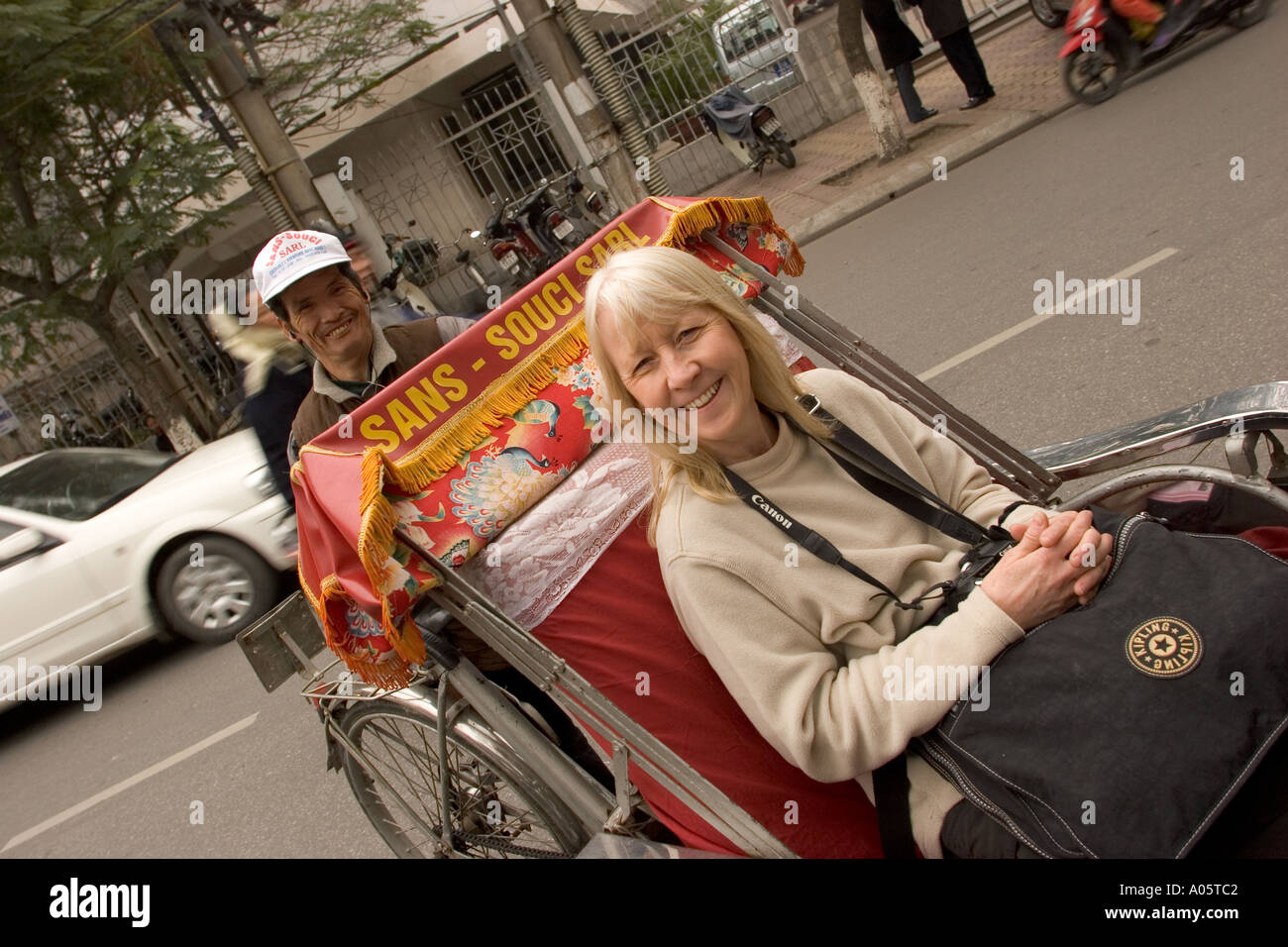 Vietnam Hanoi Centre Old Quarter transport cyclo bicycle rickshaw ...