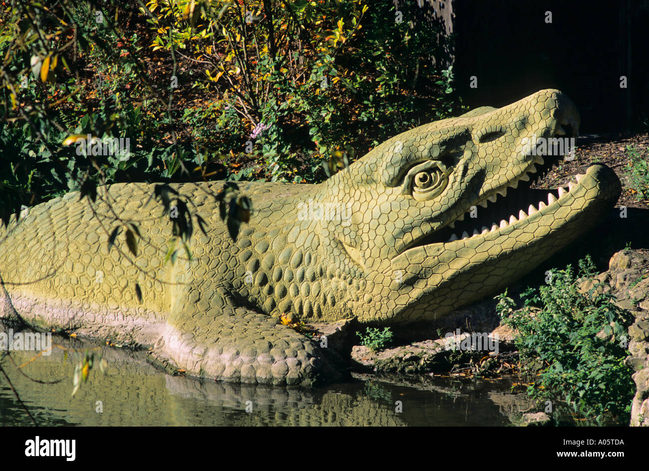 Mosasaurus dinosaur model at Crystal Palace Park. The first dinosaur ...