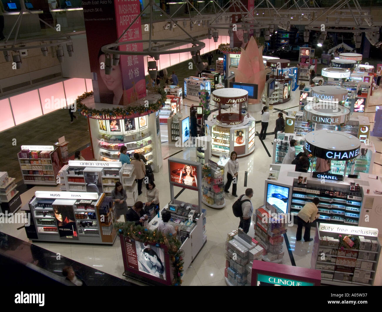 Asia Singapore Transport Changi Airport Duty Free Shopping area Stock ...