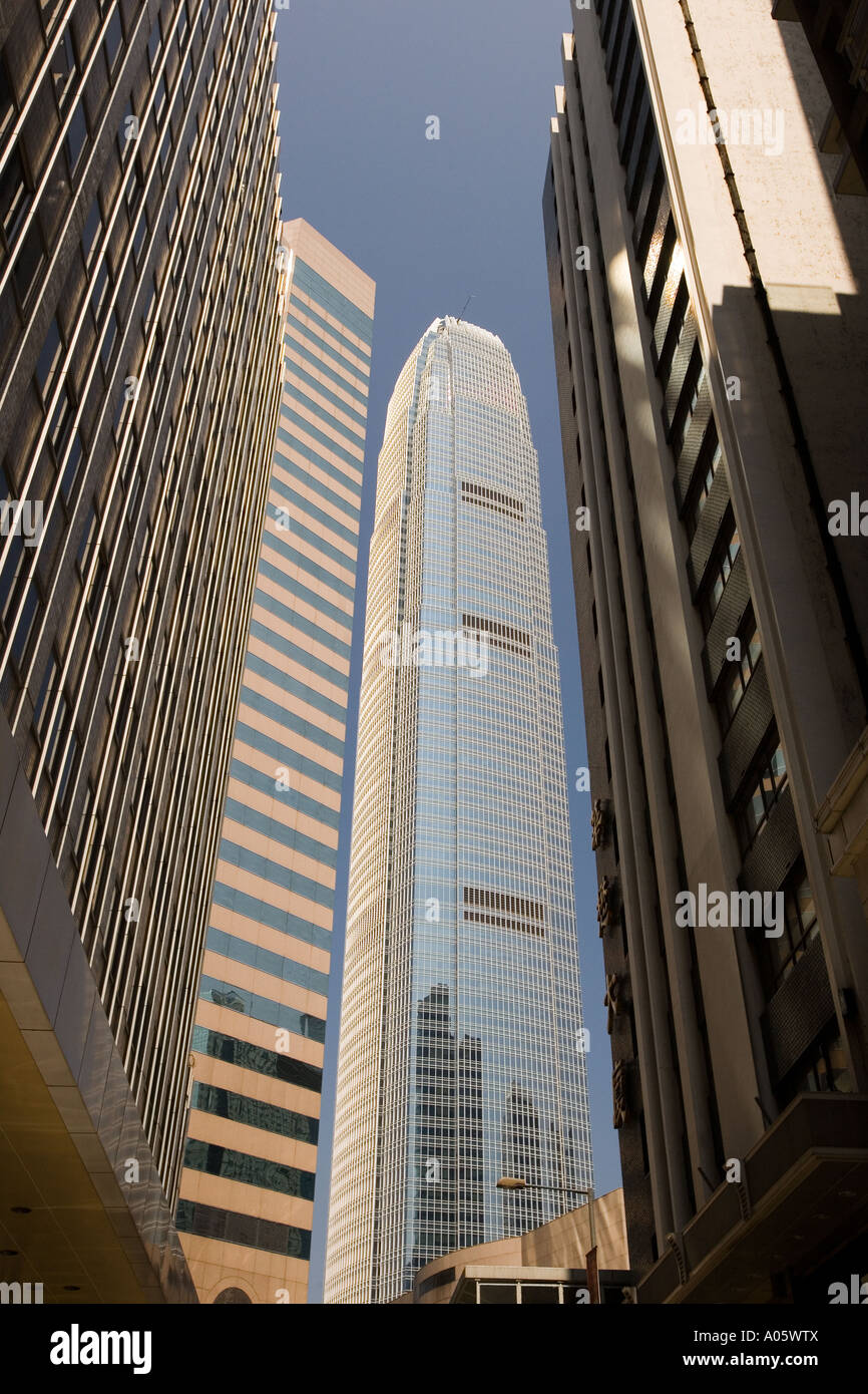 Modern office building deep in the canyons of the city in the Business ...
