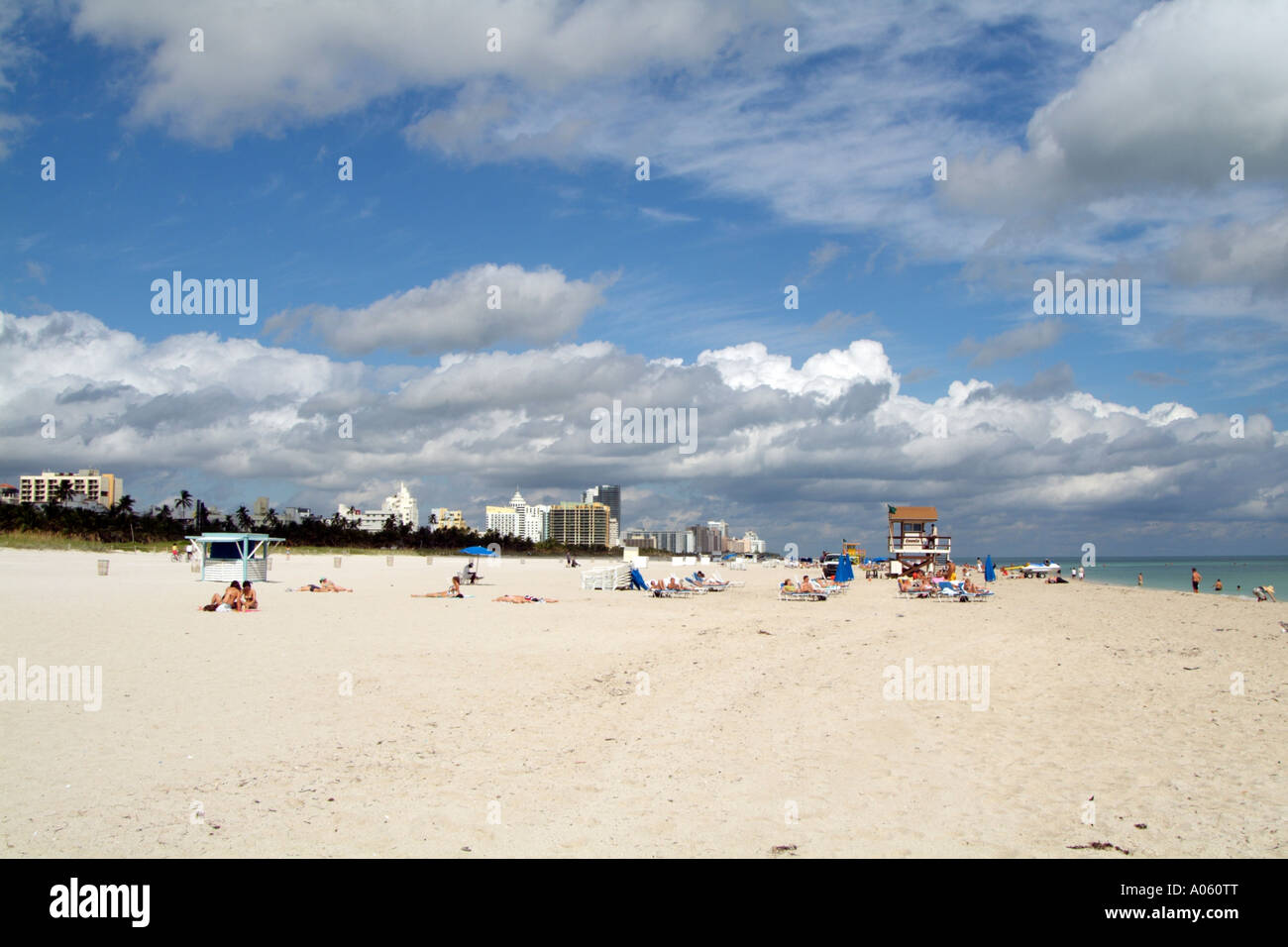 South Beach Miami Florida USA The white sands and highrise hotels and ...