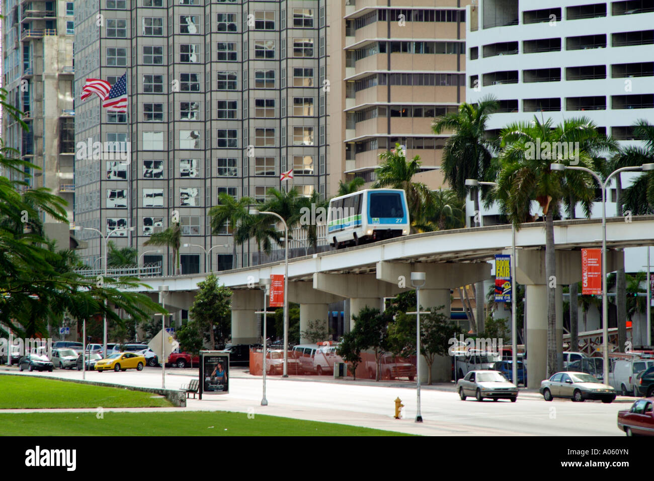 A metromover bus which loops around downtown Miami Florida USA Stock ...
