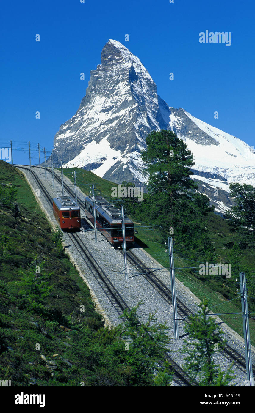 Swiss Locomotive in front of The Matterhorn Zermatt Valais Switzerland ...