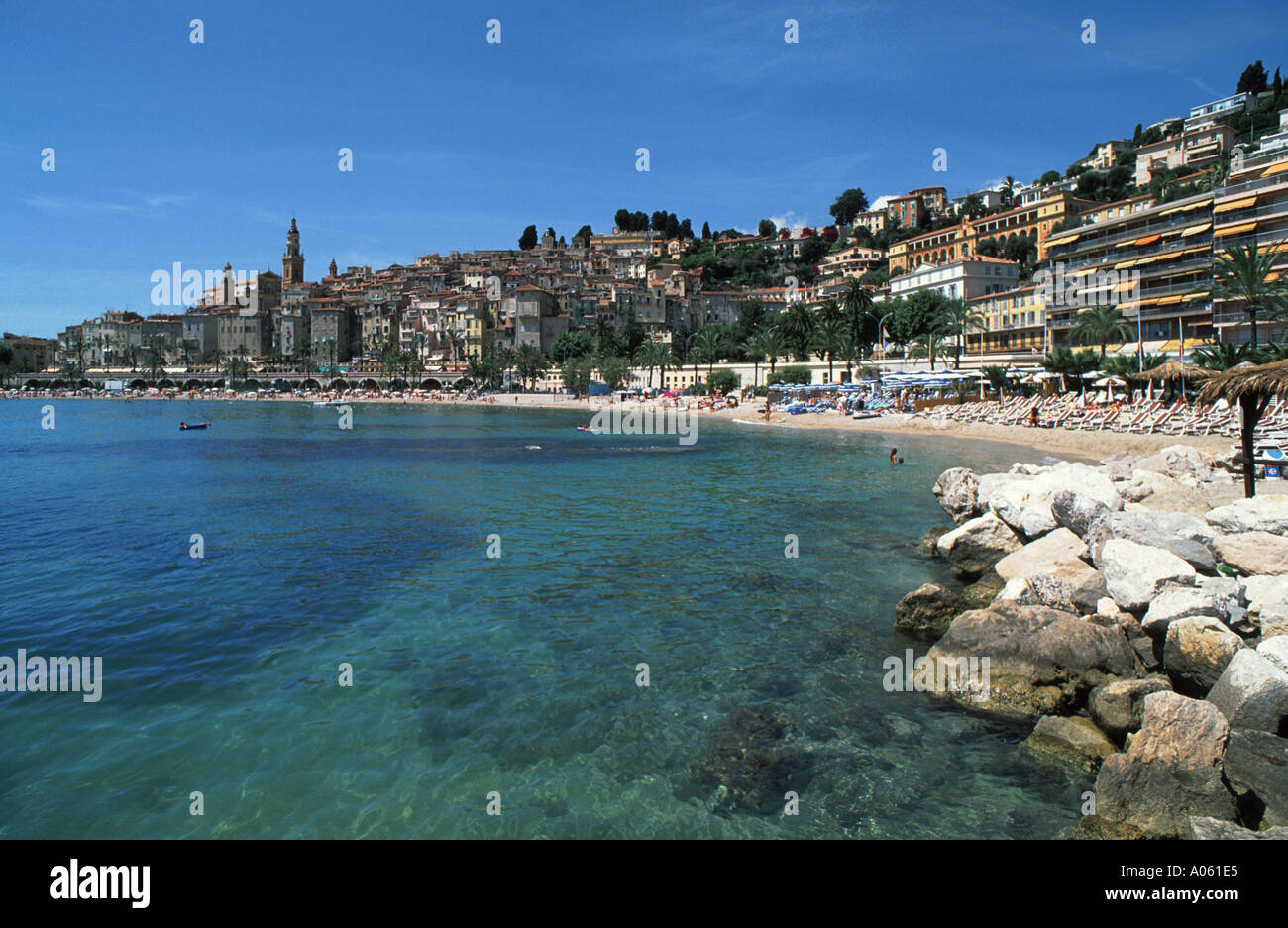 Corniche french riviera cote dazur resort bay beach menton hi-res stock ...