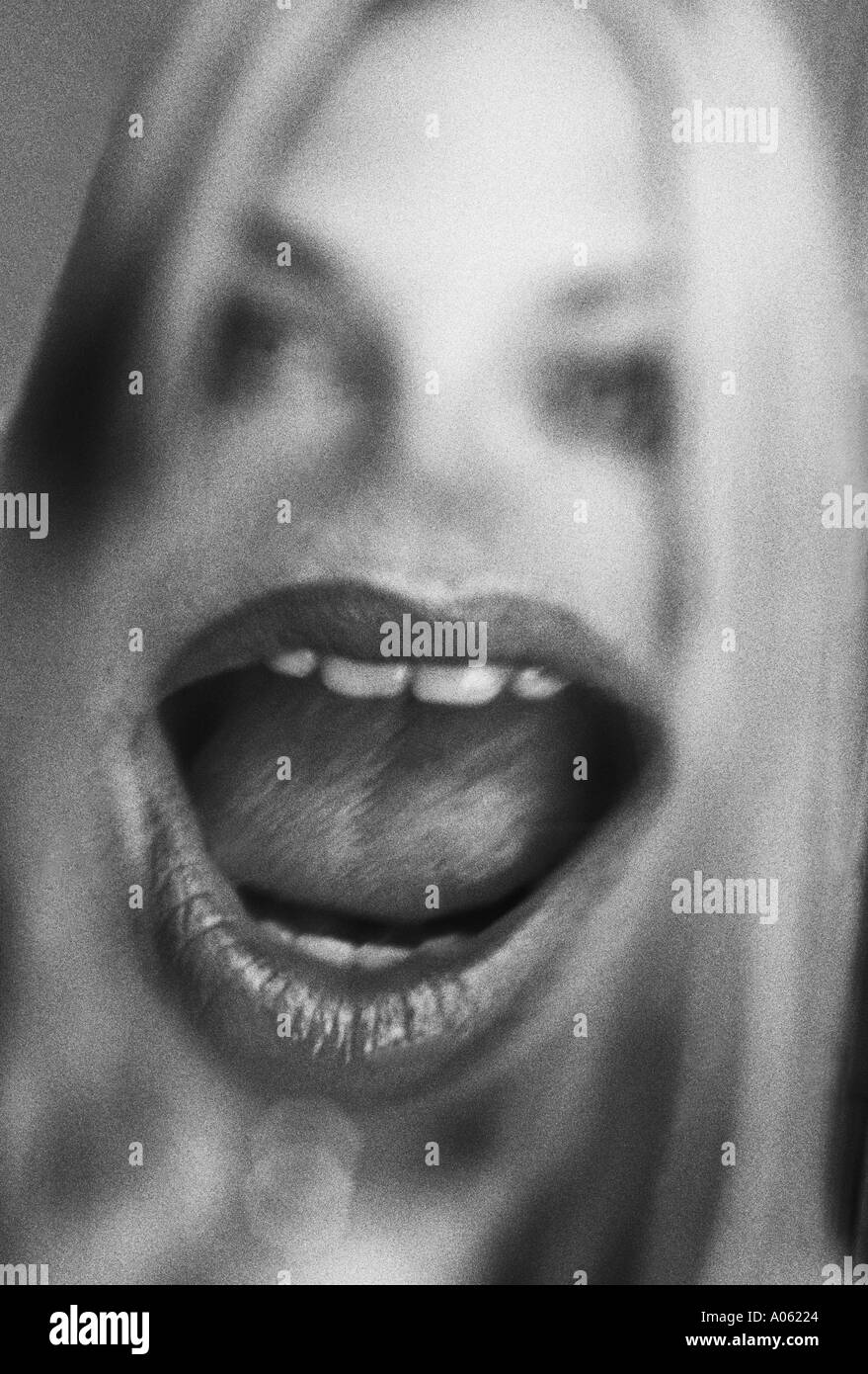 Up close face eyes portrait of Young pretty teenager girl woman with ...