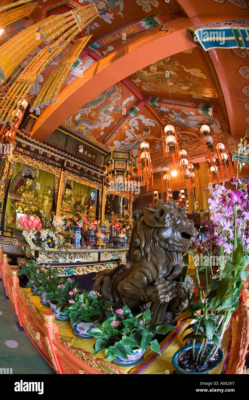 Interior of the Po Lin Monastery on the island of Lantau in Hong Kong ...