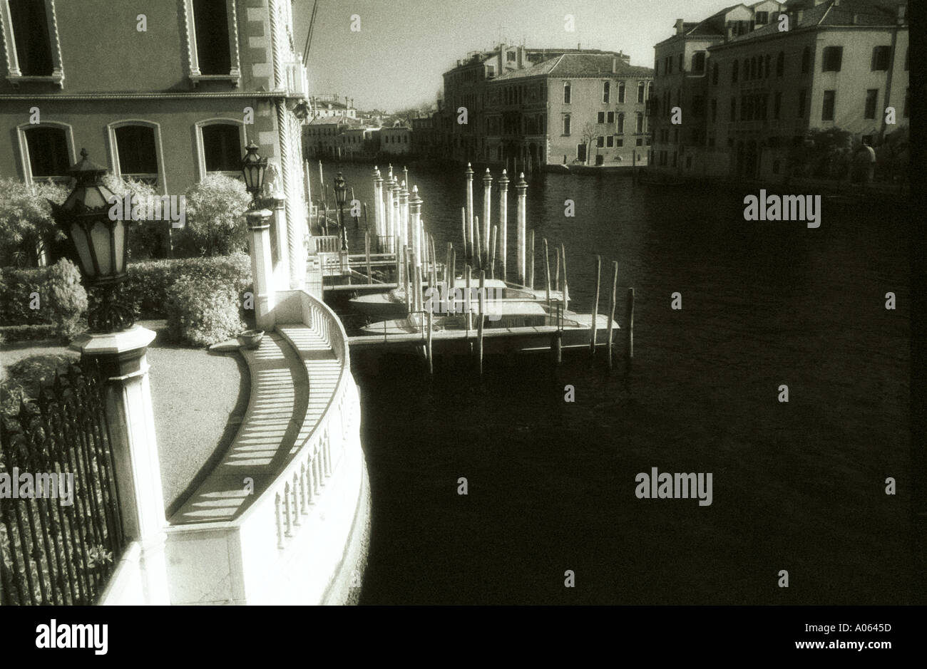 Italy Venice Canale Grande Palazzo Franchetti black and white infrared ...