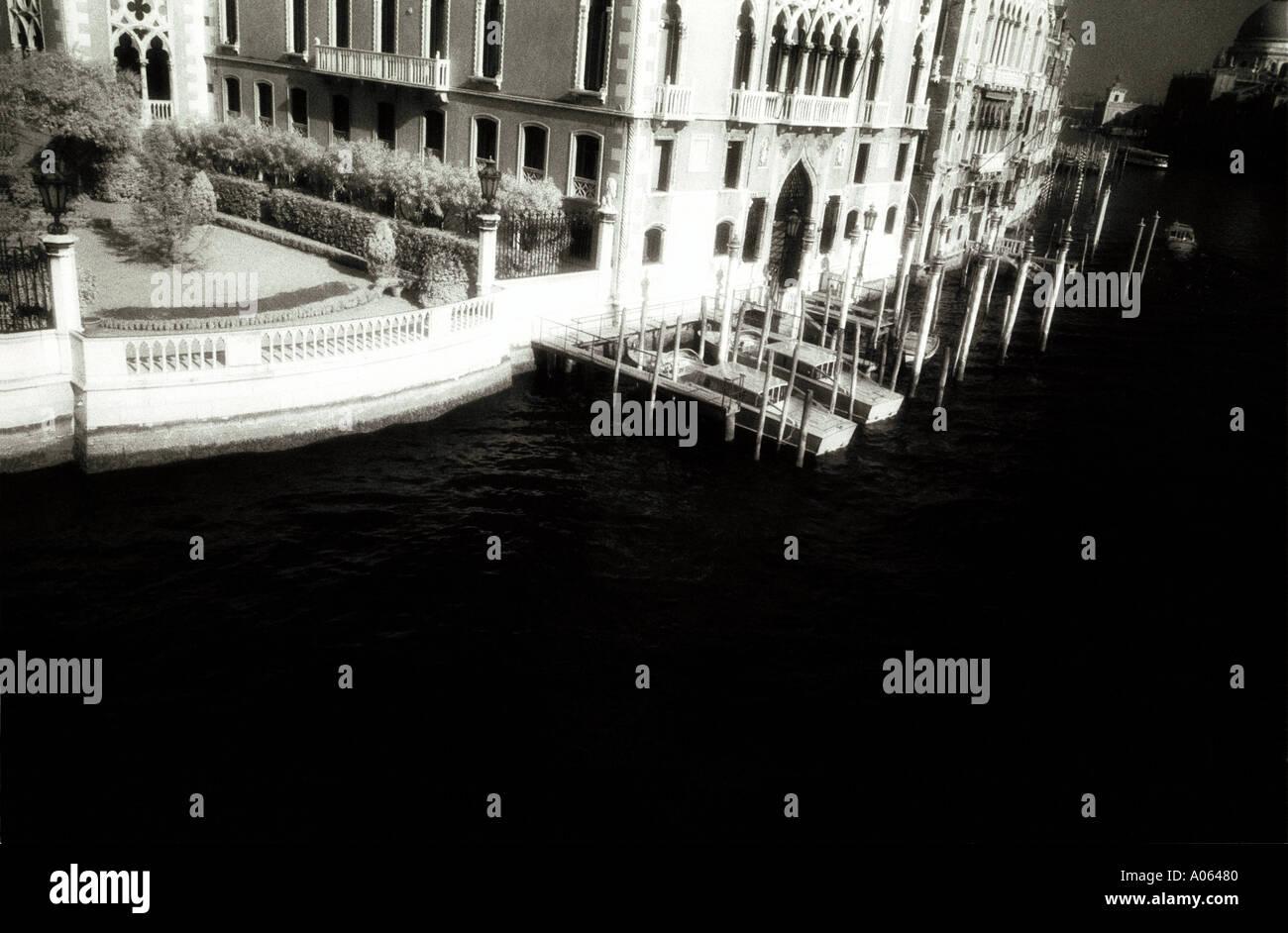 Italy Venice Canale Grande Palazzo Franchetti black and white infrared ...