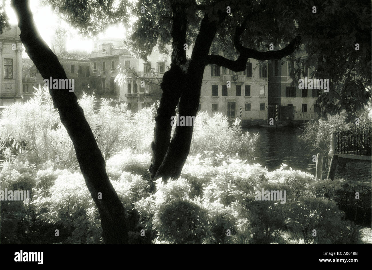 Italy Venice Canale Grande black and white infrared Stock Photo - Alamy