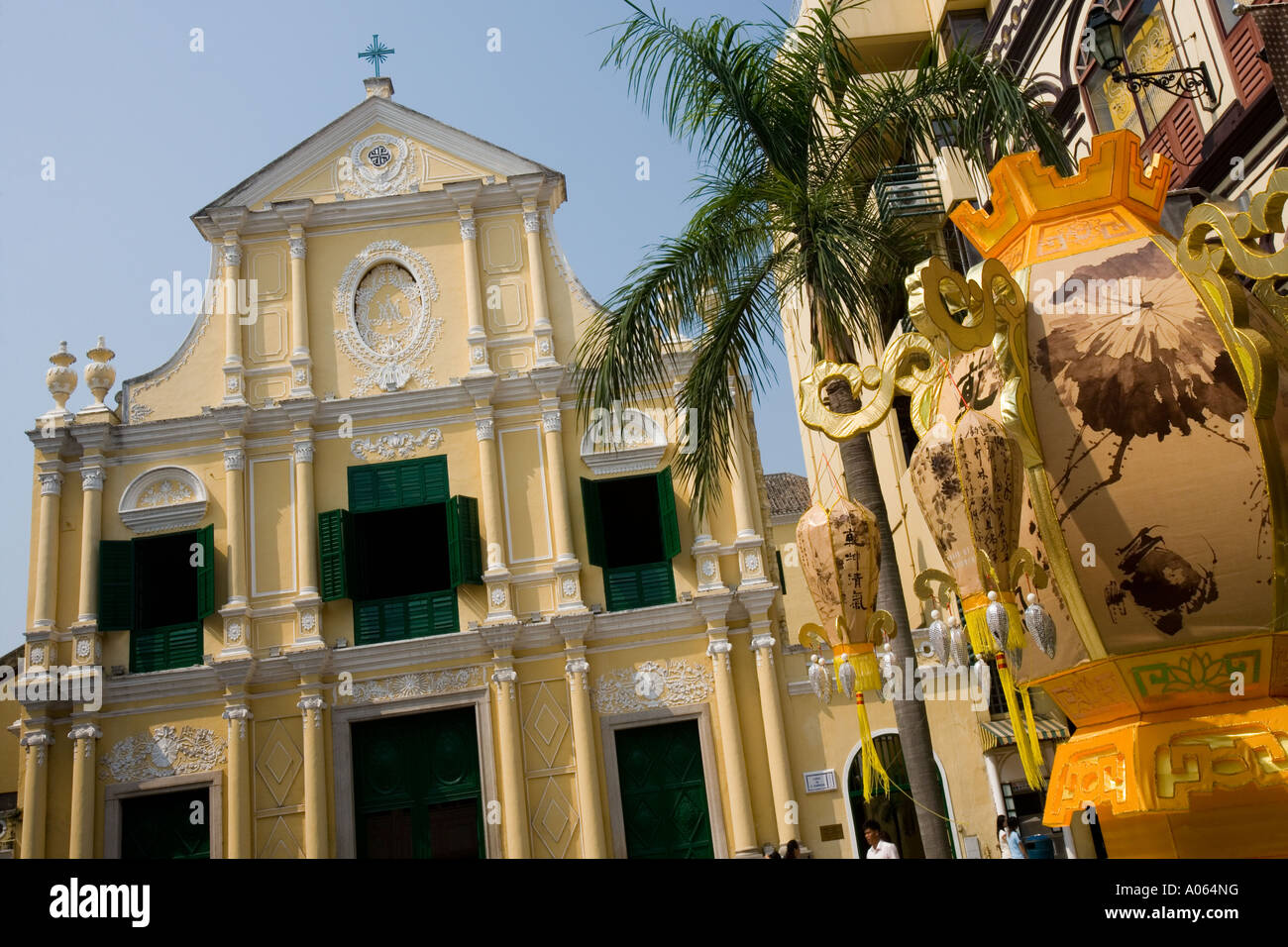 Sao Lourenco Church in Largo de Senado Square in Macau. South East Asia ...