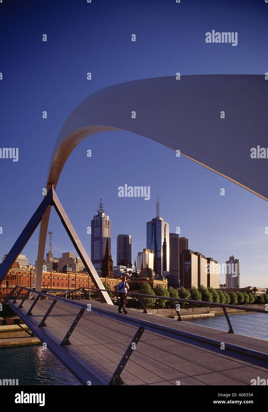 Skyline view from pedestrian bridge Melbourne Australia Stock Photo - Alamy