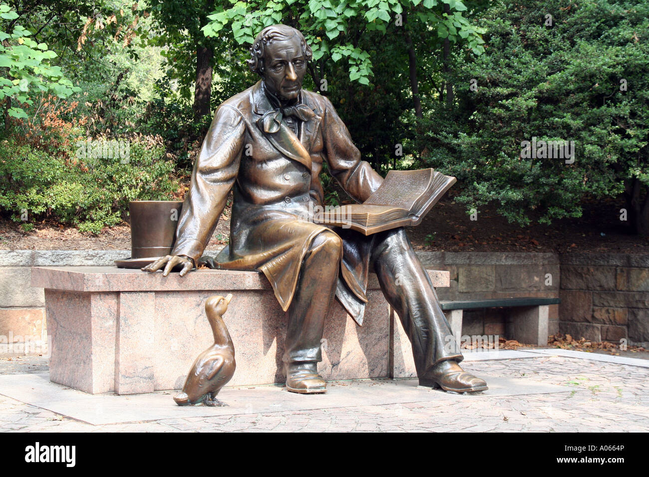 Bronze statue of Hans Christian Anderson, in Central Park, New York ...