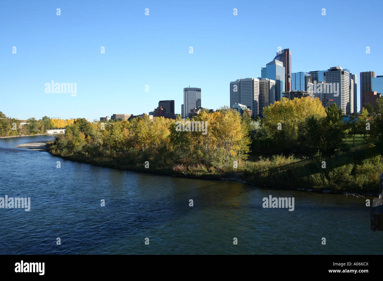 Calgary skyline and bow river Alberta Canada September 2006 Stock Photo ...