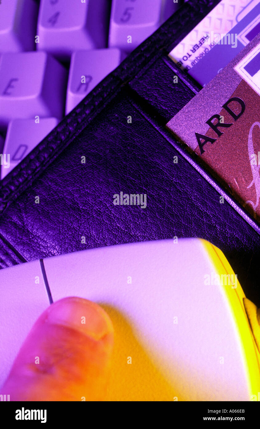 Credit cards computer keyboard mouse Stock Photo - Alamy