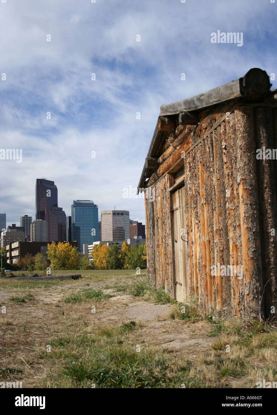 Fort Calgary and Calgary skyline Alberta Canada September 2006 Stock ...
