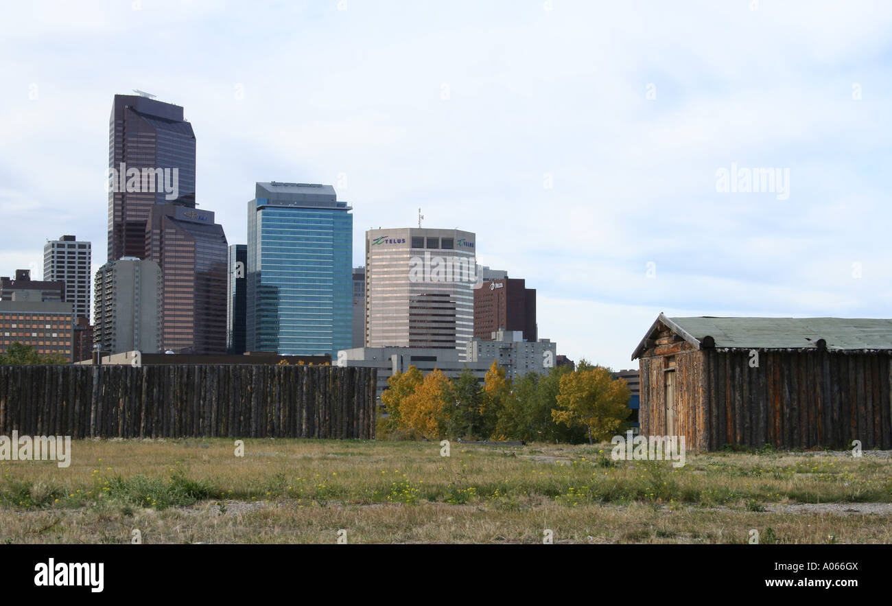 Fort Calgary and Calgary skyline Alberta Canada September 2006 Stock ...