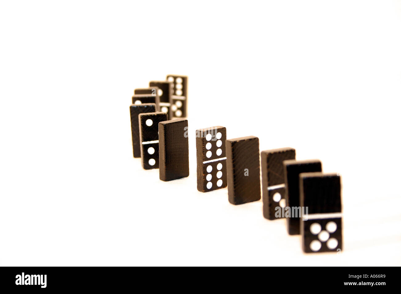 Rectangular blocks of a dominos game seen against a white background ...