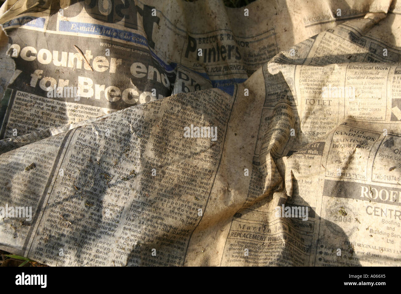 Dirty Old Newspaper Stock Photo - Alamy