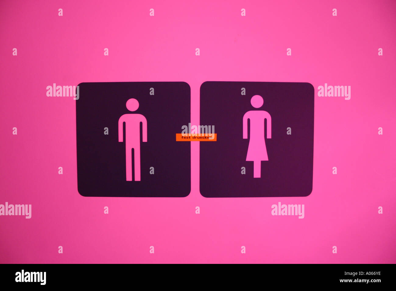 Symbolic representation of male and a female figure having a pink ...