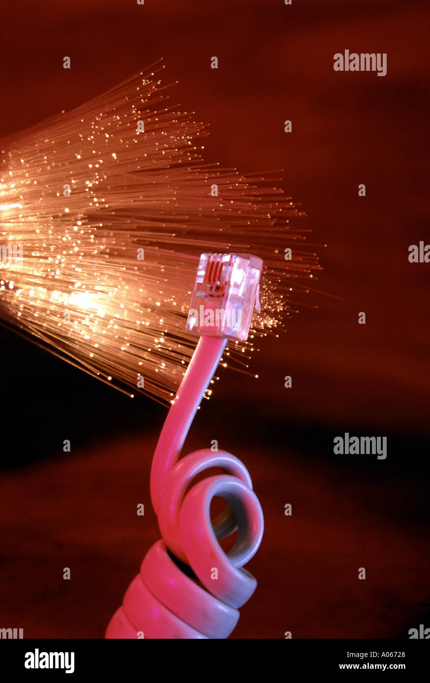 Phone line connection cable fibre optics Stock Photo - Alamy
