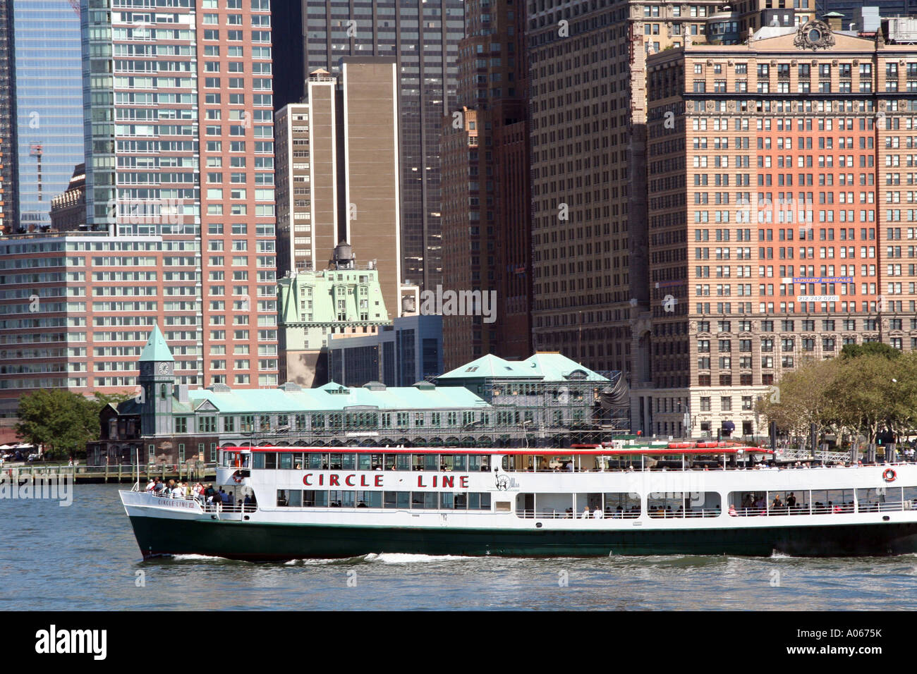 View of Manhattan and a Circle Line Boat, New York Stock Photo - Alamy