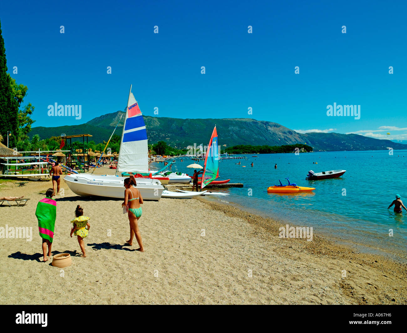 Corfu Island, Dassia Beach Stock Photo - Alamy
