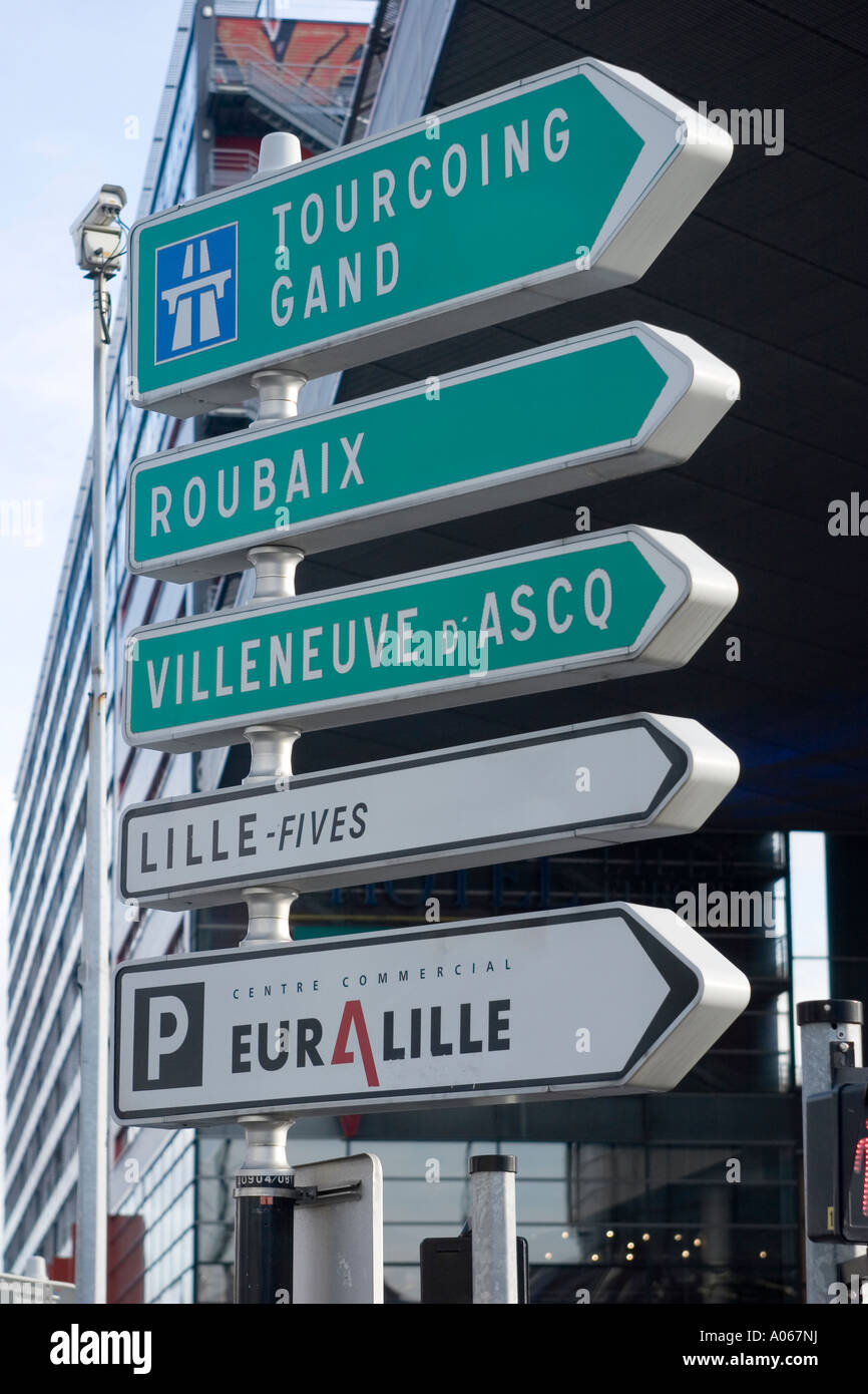 Road Direction Signs Lille France Stock Photo - Alamy