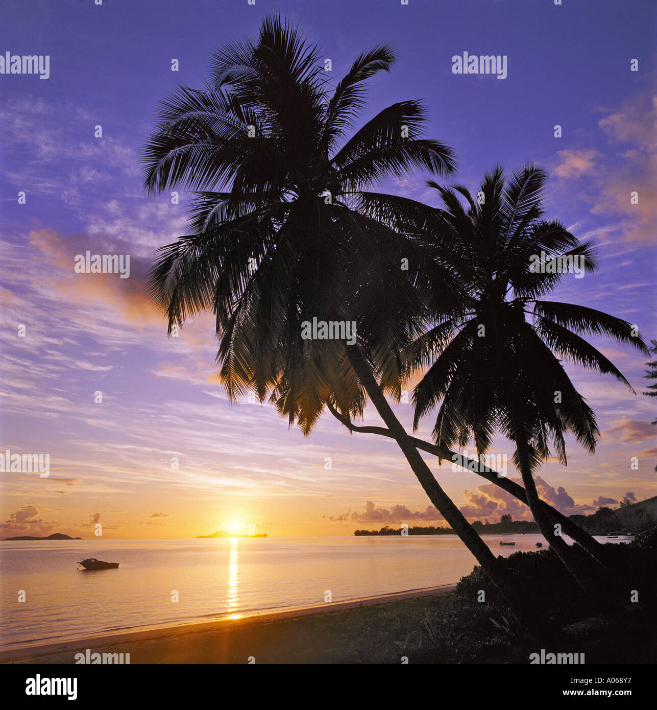 Praslin Island sunset, the Seychelles, Indian ocean Stock Photo - Alamy