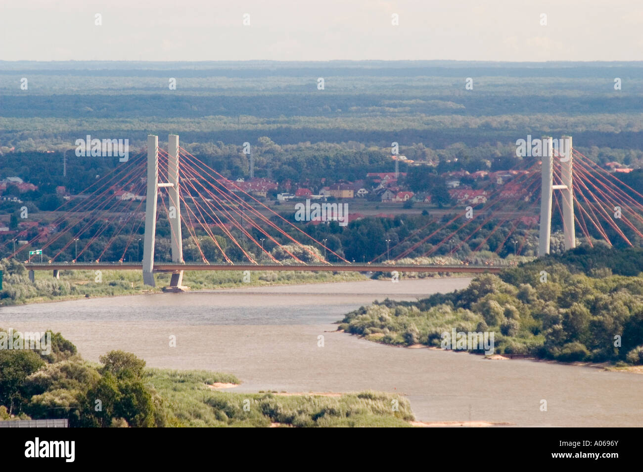 Aerial view on Siekierkowski bridge from Palace of Culture and Science ...
