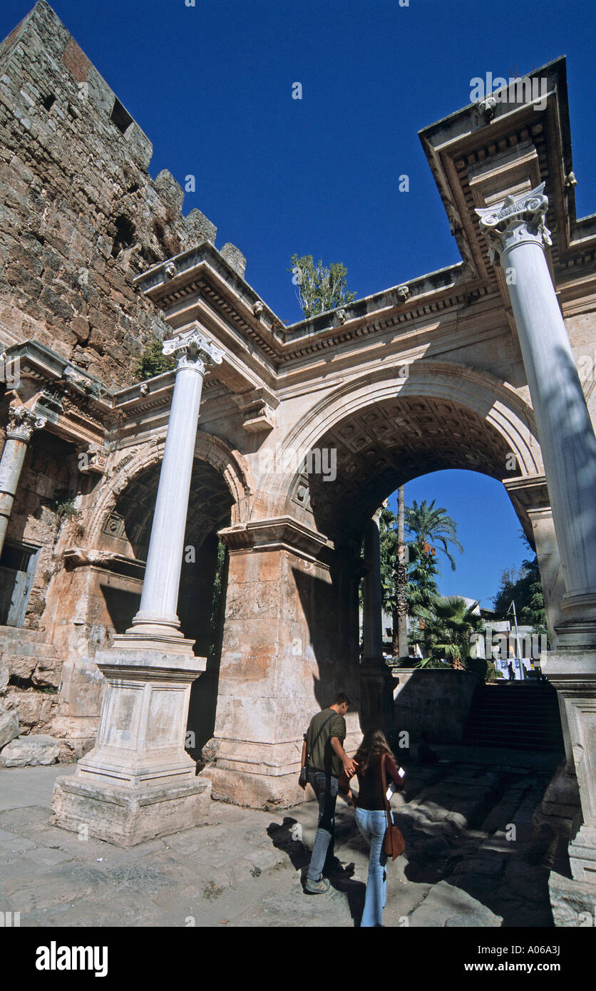 Restored columns which fronts Hadrian s Gate a triple arched gateway in ...