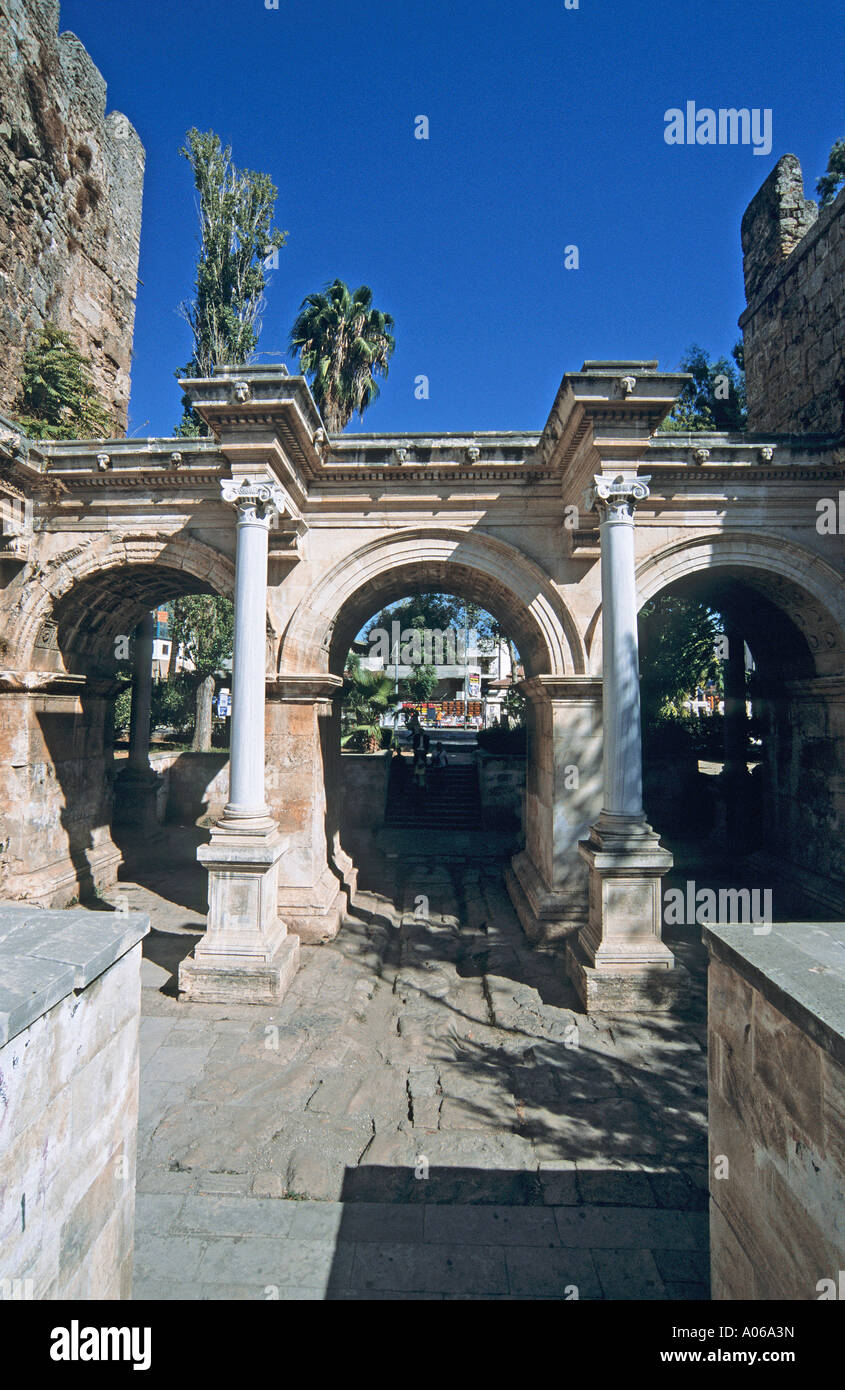 Restored columns which fronts Hadrian s Gate a triple arched gateway in ...