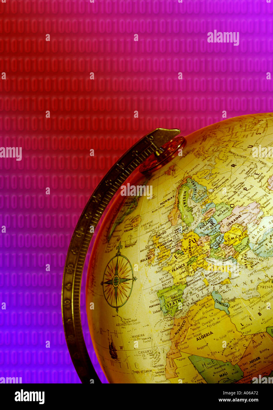 World globe and binary numbers Stock Photo - Alamy