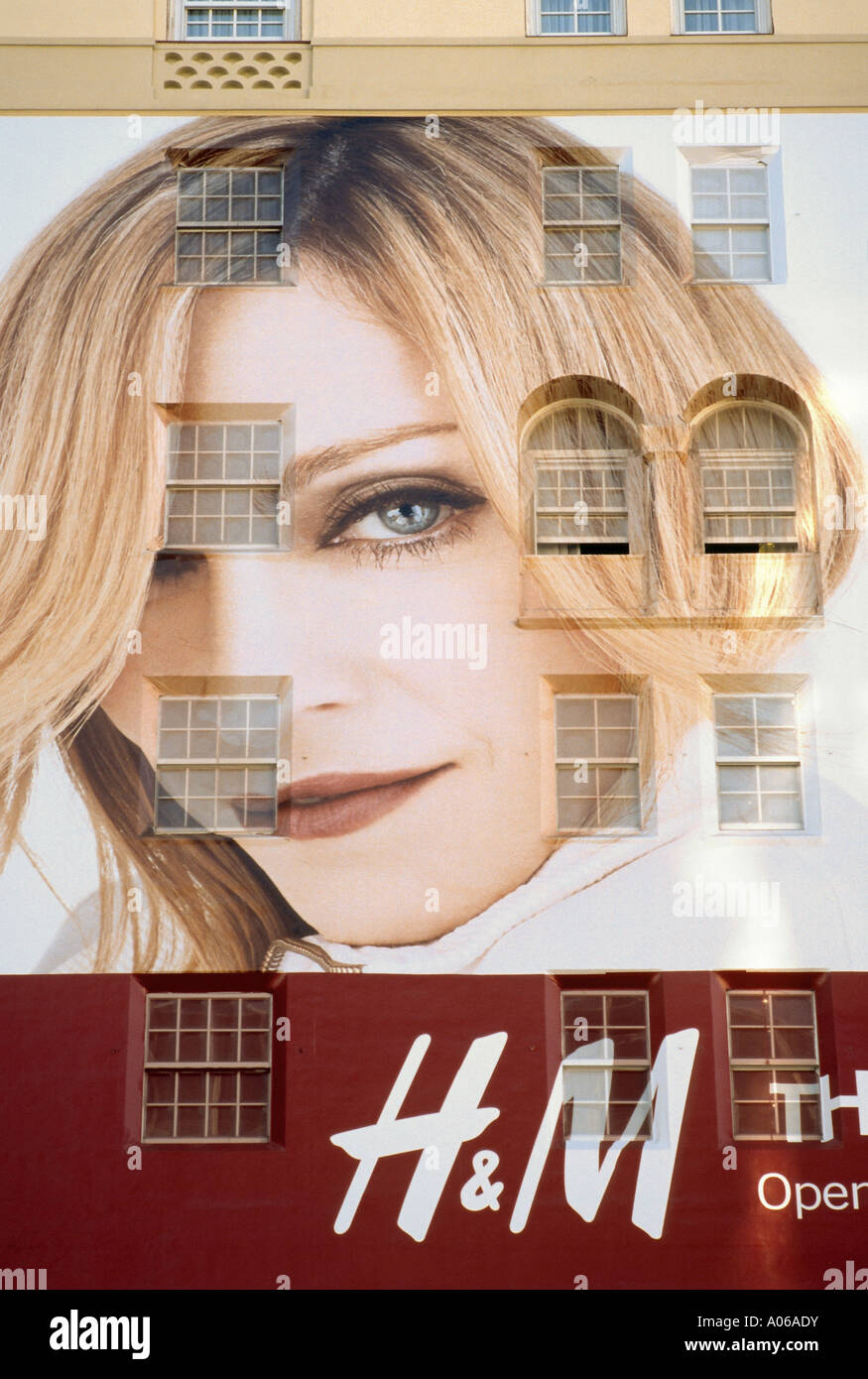 Promotional mural featuring famous pop singer Madonna announcing store ...