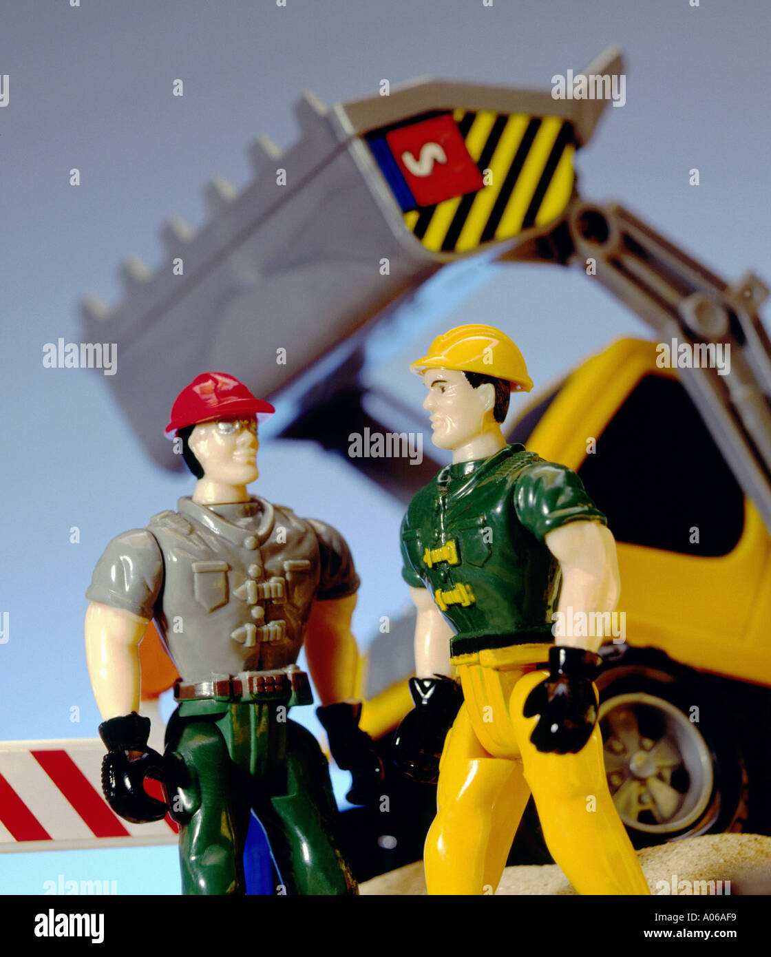 model construction workers with digger Stock Photo - Alamy