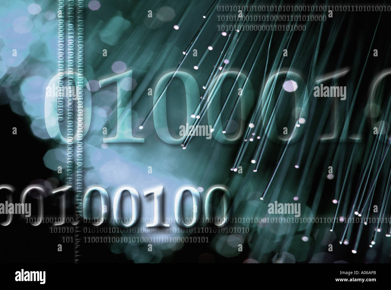 fibre optic telecommunications binary numbers Stock Photo - Alamy