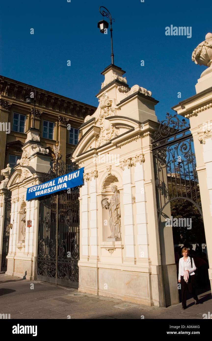 Entrance gate to Warsaw University, statues of Urania symbol of ...