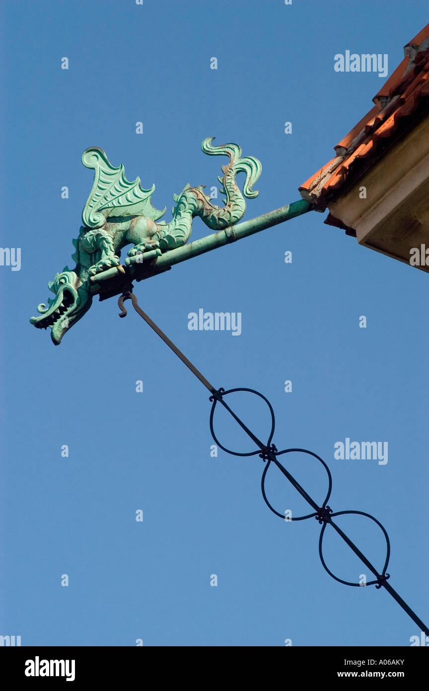 Metal dragon water spout gargoyle on Old Town Market Square, Warsaw ...