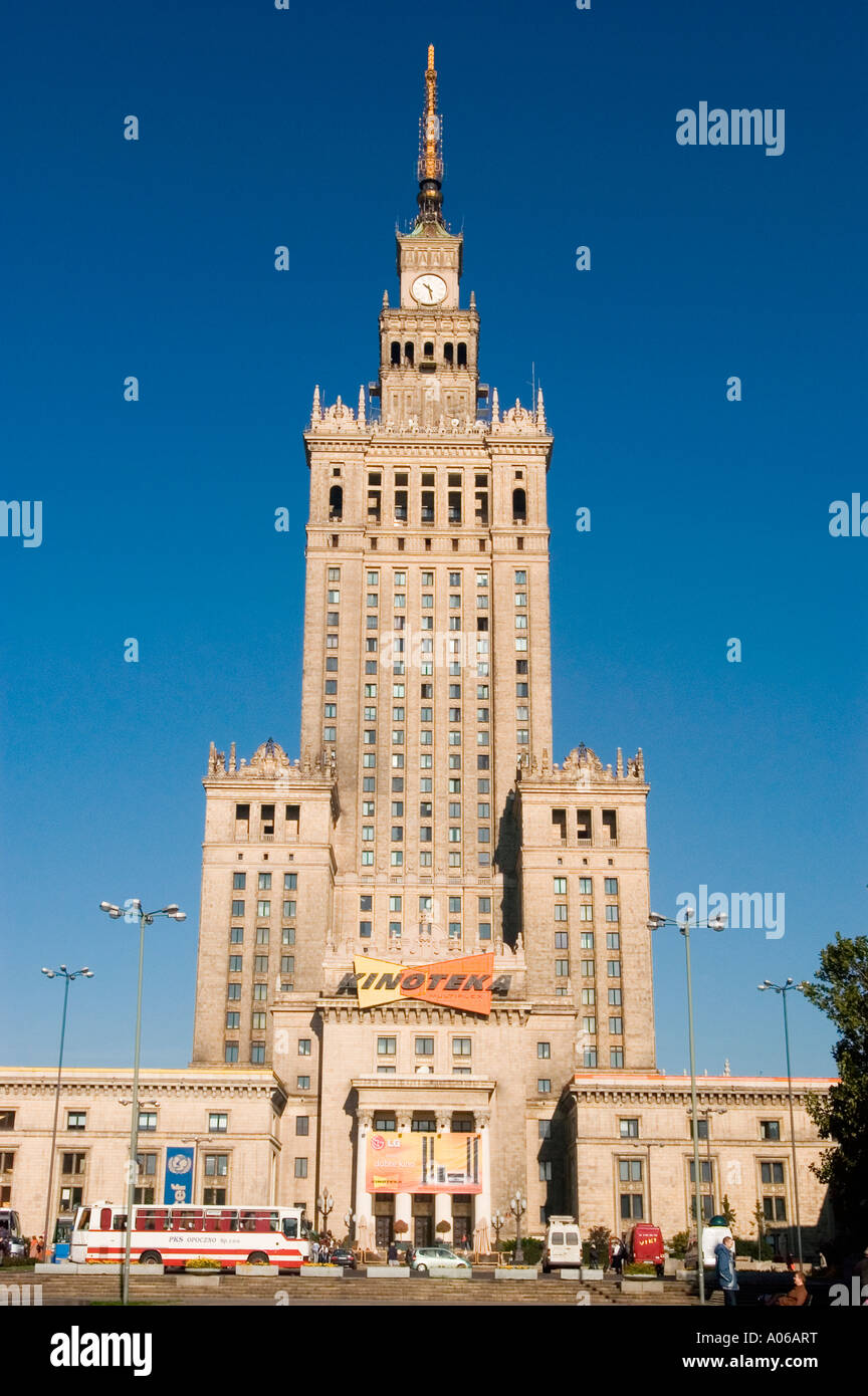 Soviet style building Palace of Culture and Science with blue sky ...