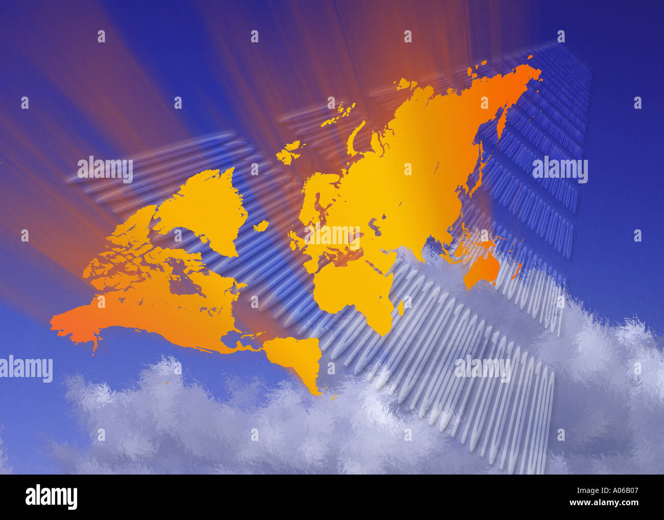 world map and binary code numbers Stock Photo - Alamy