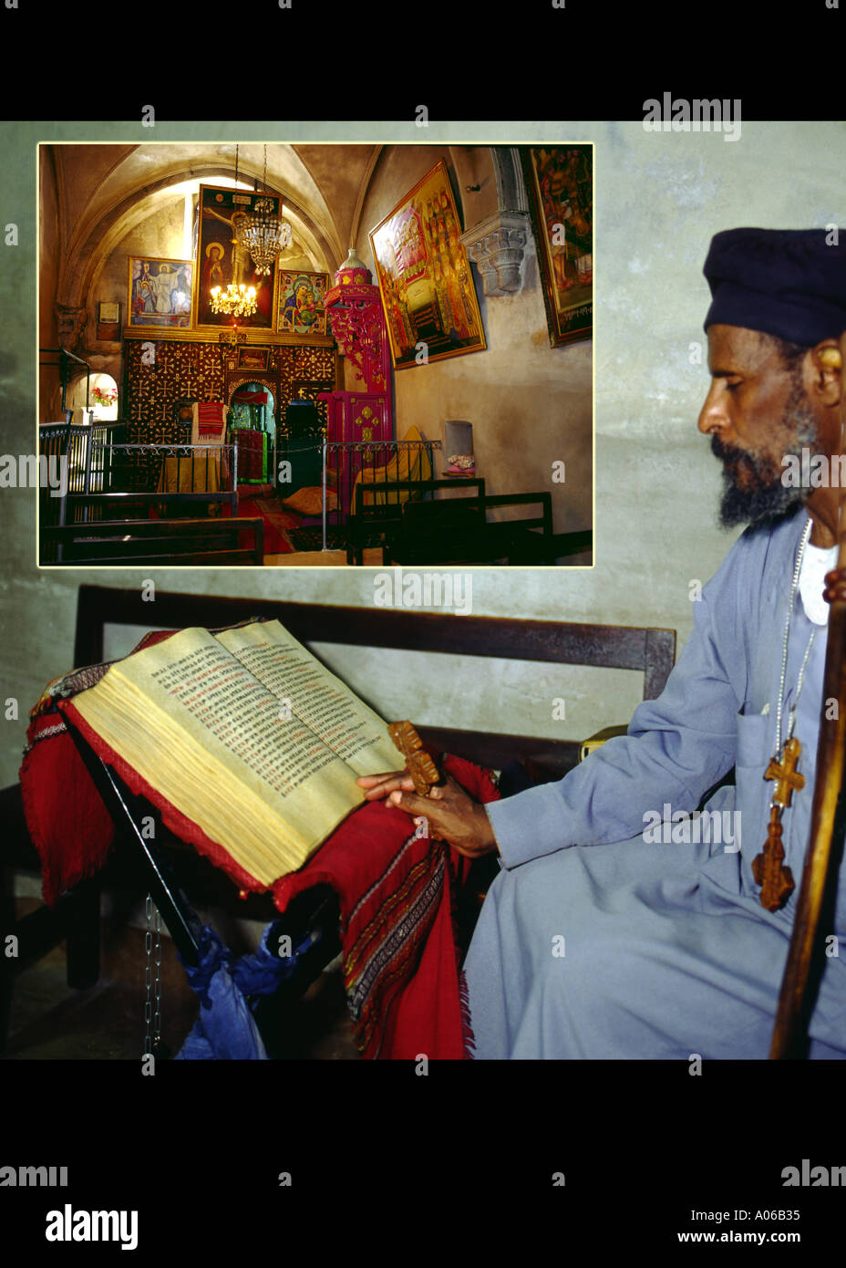 priest reading scripture in a church in Jerusalem Israel Stock Photo ...