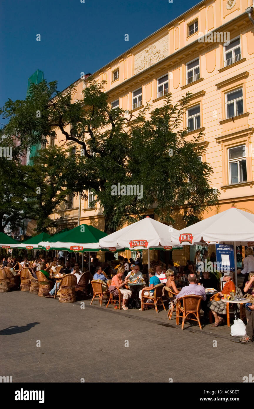 Open air pubs and restaurants on the Main Square in Cracow or Krakow ...