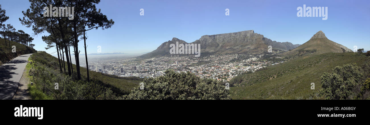 Cape Town and Table Mountain, view from Signal Hill road Stock Photo ...