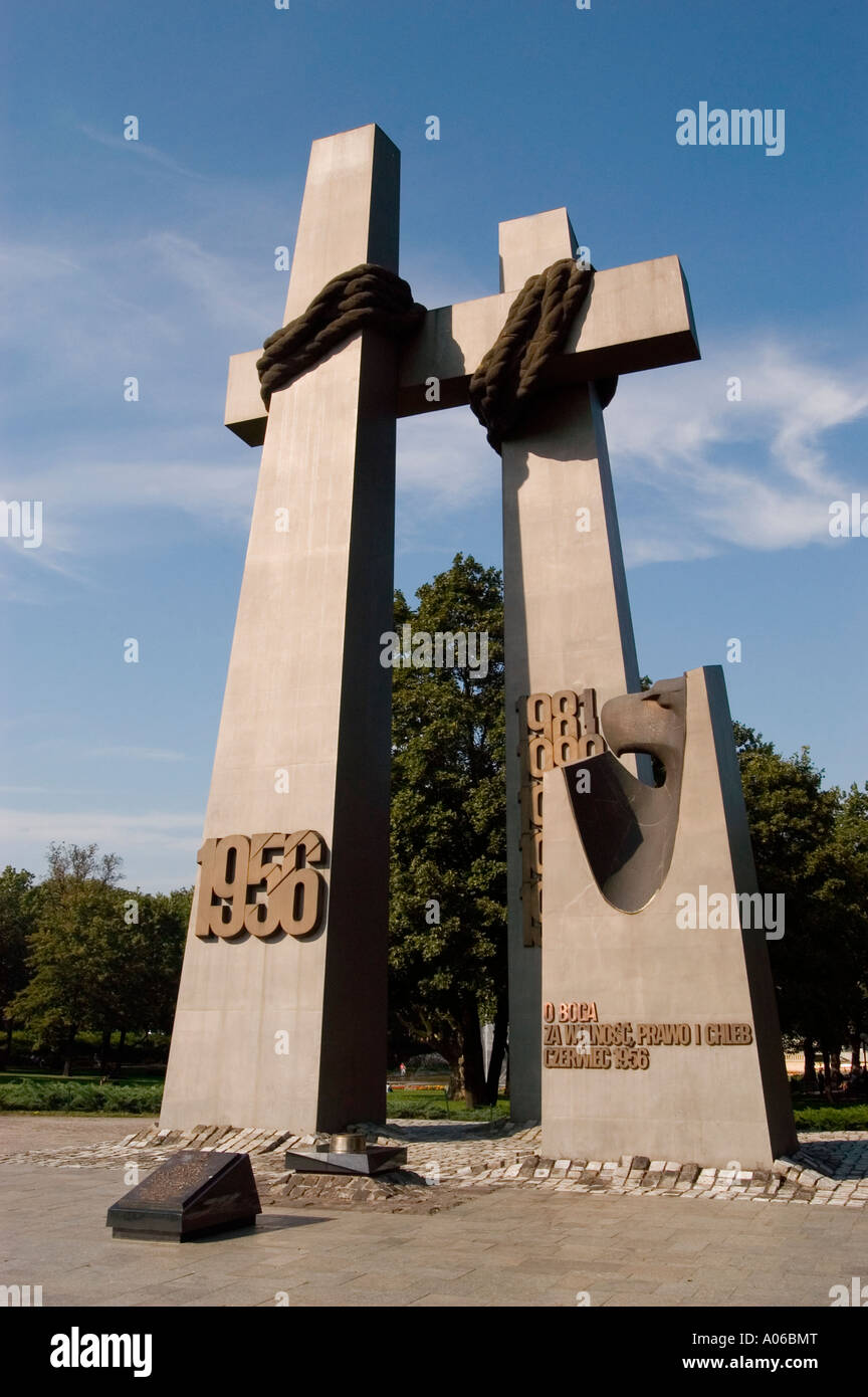 Two Poznan crosses monument symbol of Poznan Guerilla in 1956 against ...